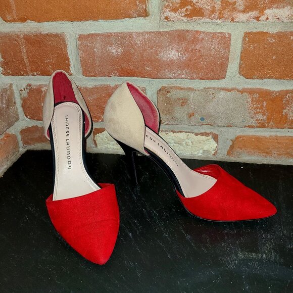 Chinese Laundry | Shoes | Chinese Laundry Red Cream Suede Stiletto ...